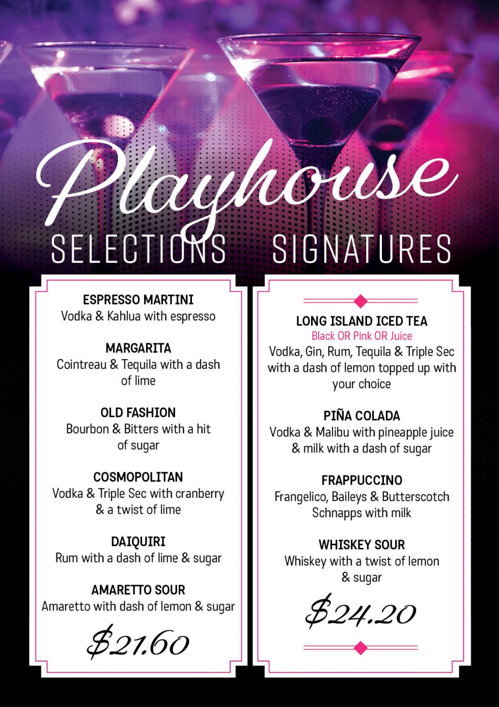 Menus | Sefton Playhouse